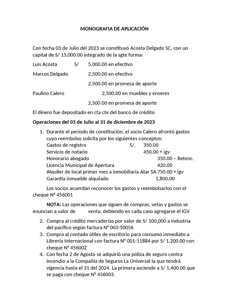 Monografia Caso Practico | PDF | Bancos | Cheque