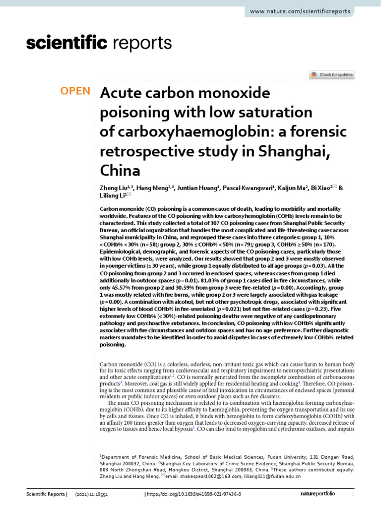 Acute carbon monoxide poisoning with low saturation of ...