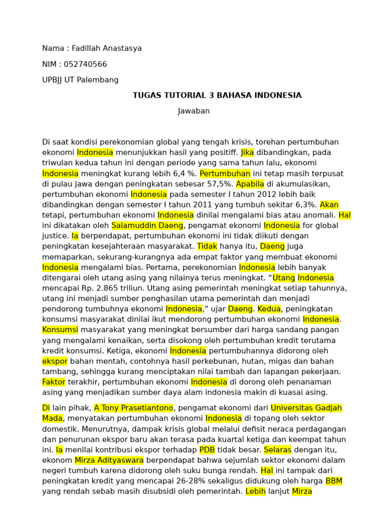 Tugas 3 Bahasa Indonesia | PDF