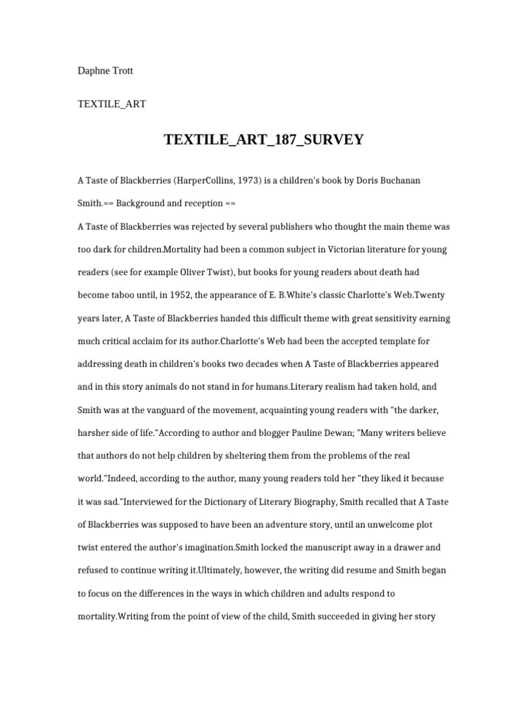 Textile Art 187 Survey | PDF