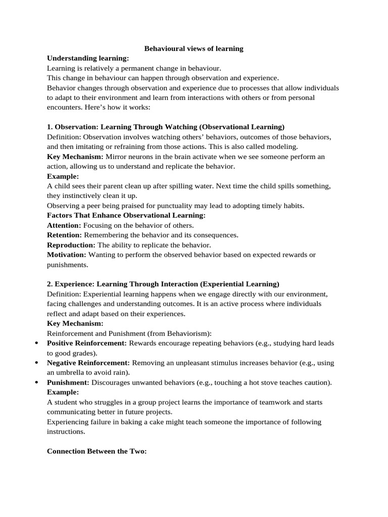 Observational Learning and Behavior Change | PDF | Classical ...