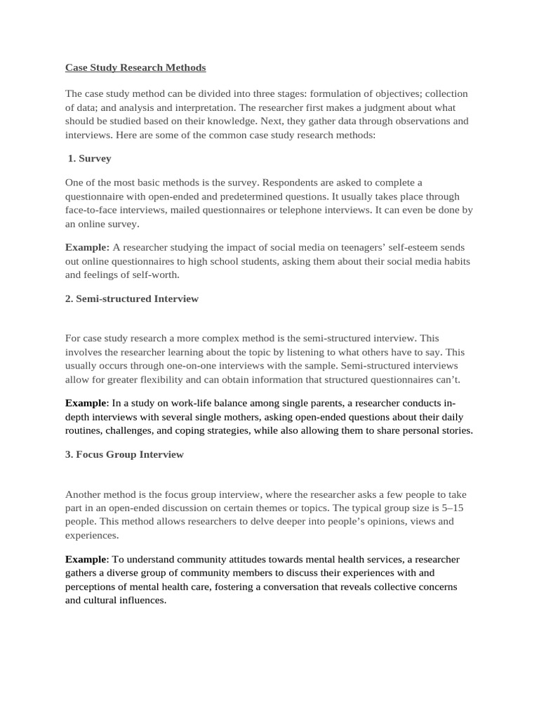 Case Study Research Mearhods | PDF | Focus Group | Survey Methodology