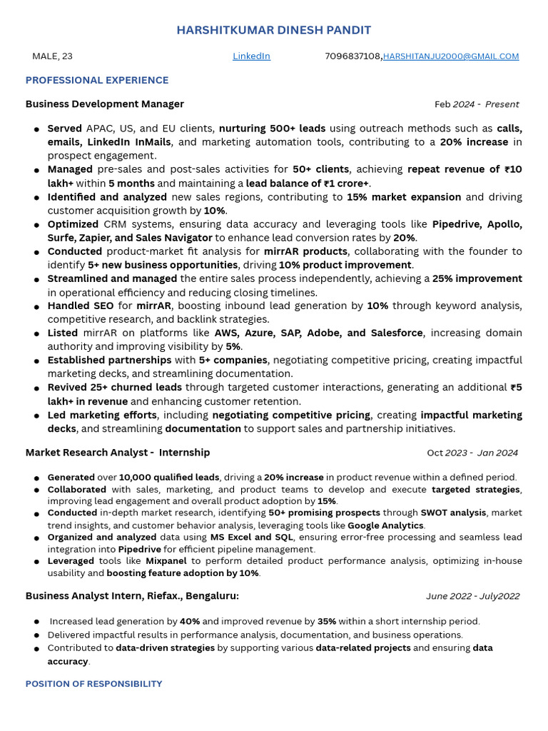 HARSHITKUMAR DINESH PANDIT | PDF | Customer Relationship Management ...