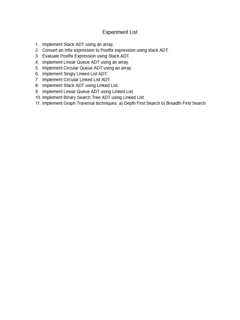 Experiment List | PDF