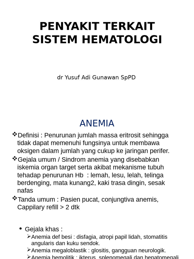 Penyakit sistem hematologi | PDF