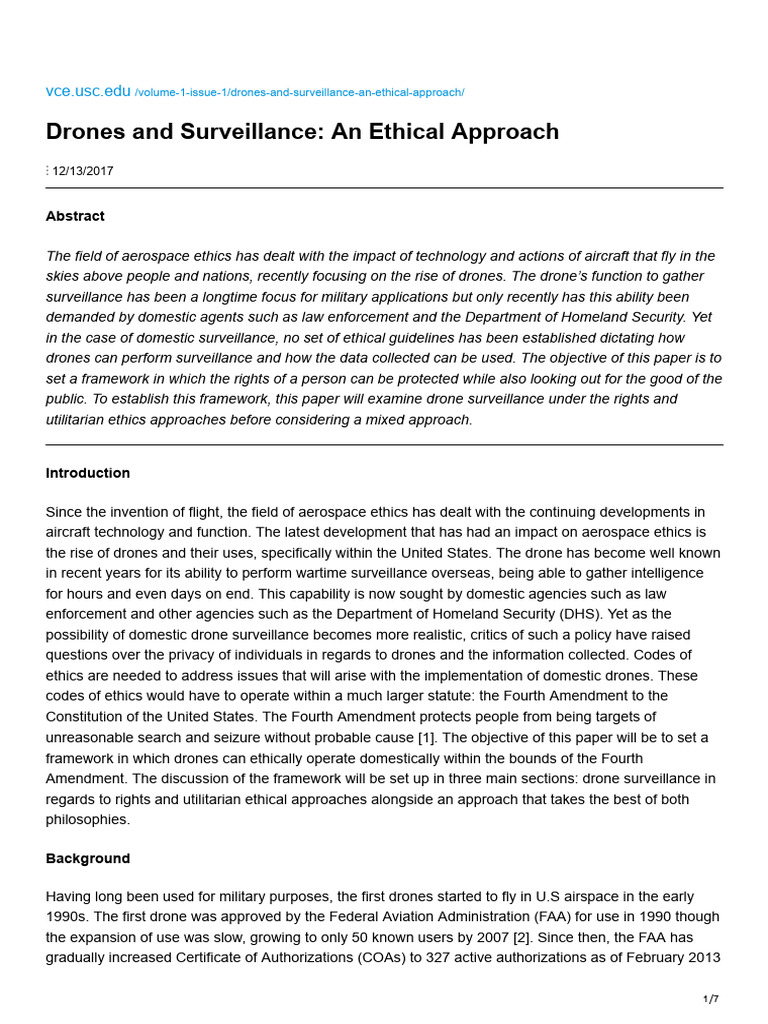 07-Vce - Usc.edu-Drones and Surveillance An Ethical Approach | PDF ...