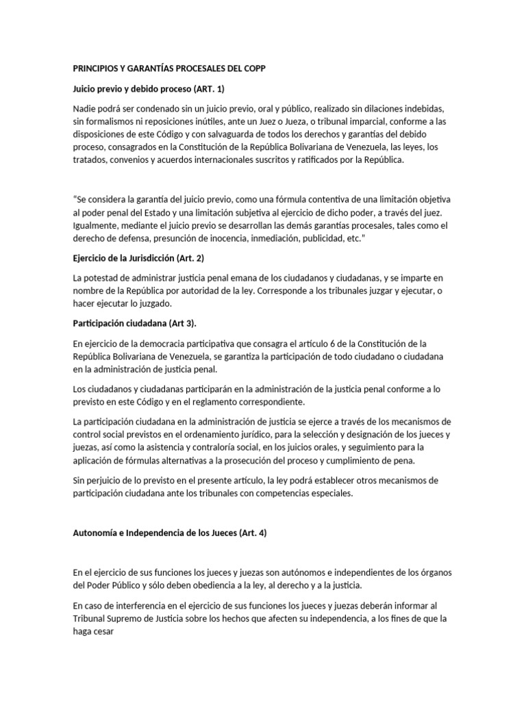 Garantías Procesales del COPP en Venezuela | PDF | Debido al proceso | Juez