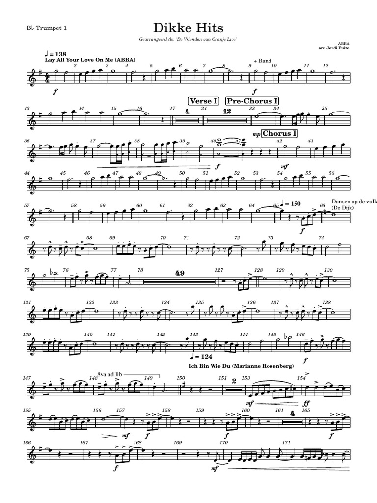 Dikke Hits Block-Bb - Trumpet - 1 | PDF | Songs | Popular Music