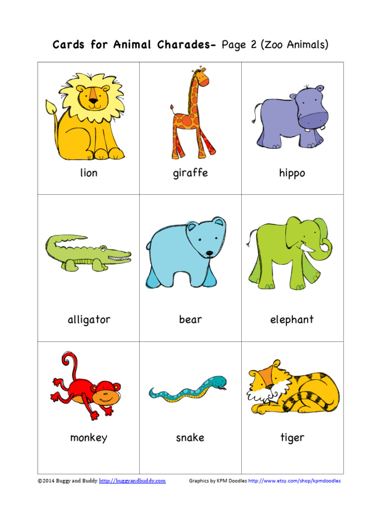 Zoo Animal Charades Cards | PDF