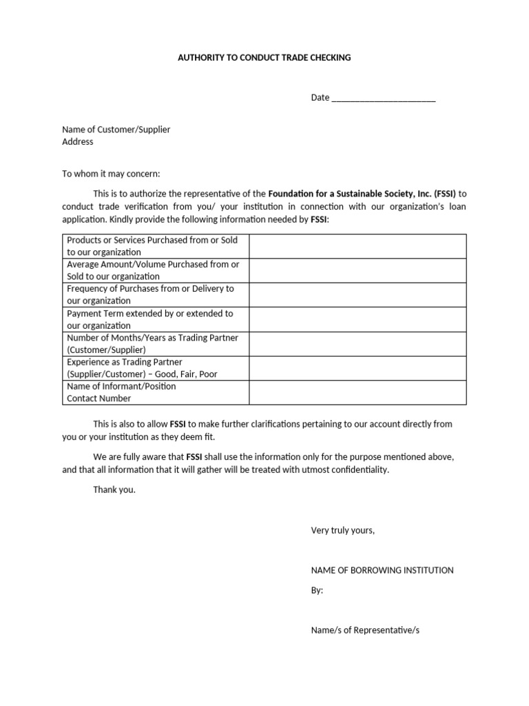 Authority To Conduct TRADE Checking 10-03-2023 | PDF
