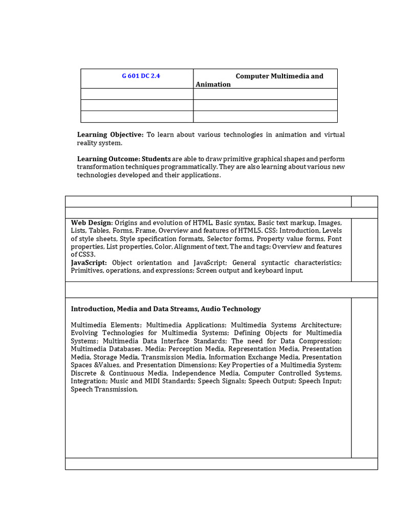 CMA Computer Multimedia Syllabus | PDF | Html Element | Multimedia