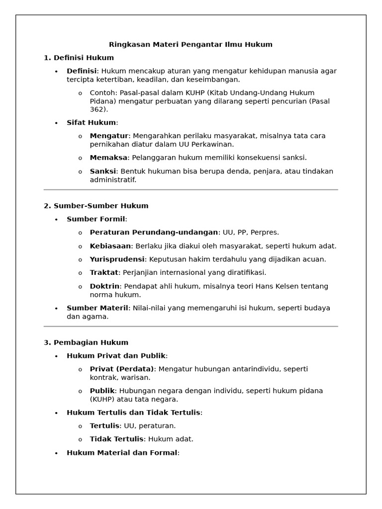 Ringkasan Materi Pengantar Ilmu Hukum | PDF