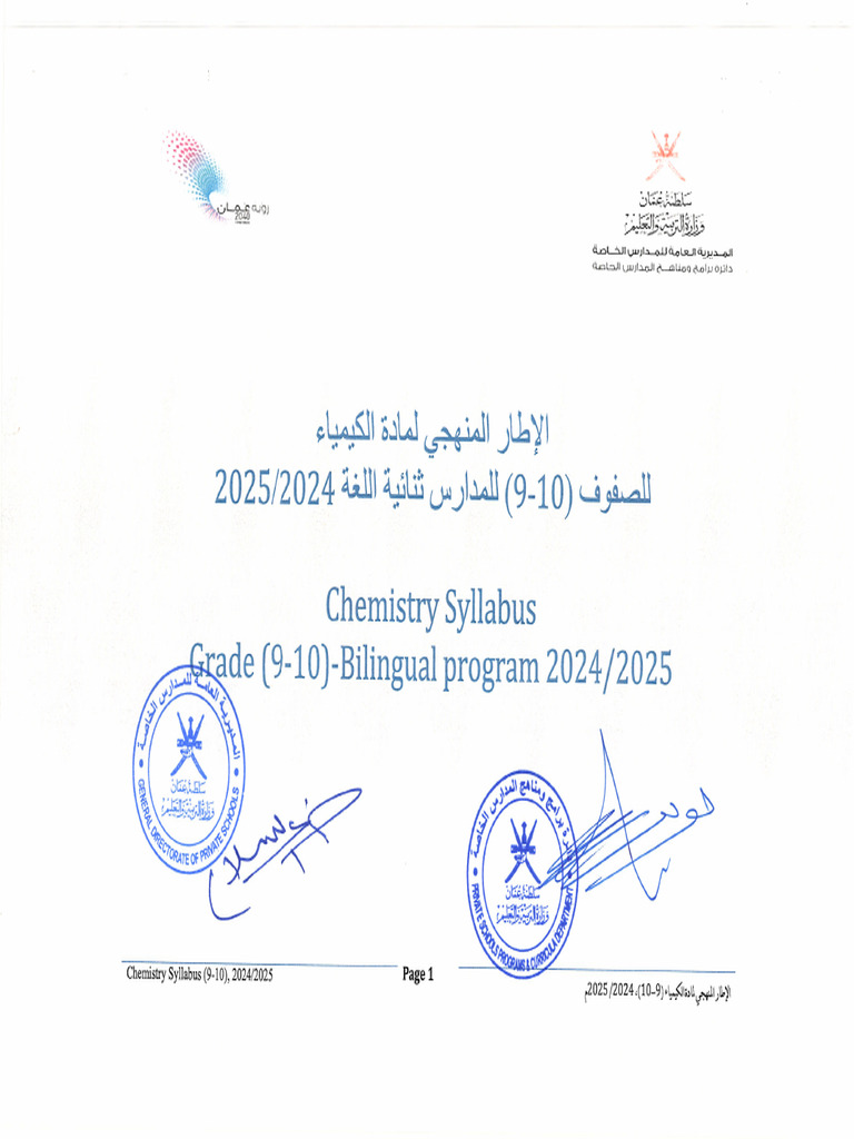 Chemistry Syllabus 2024/2025 for Grades 9-10 | PDF | Mole (Unit ...