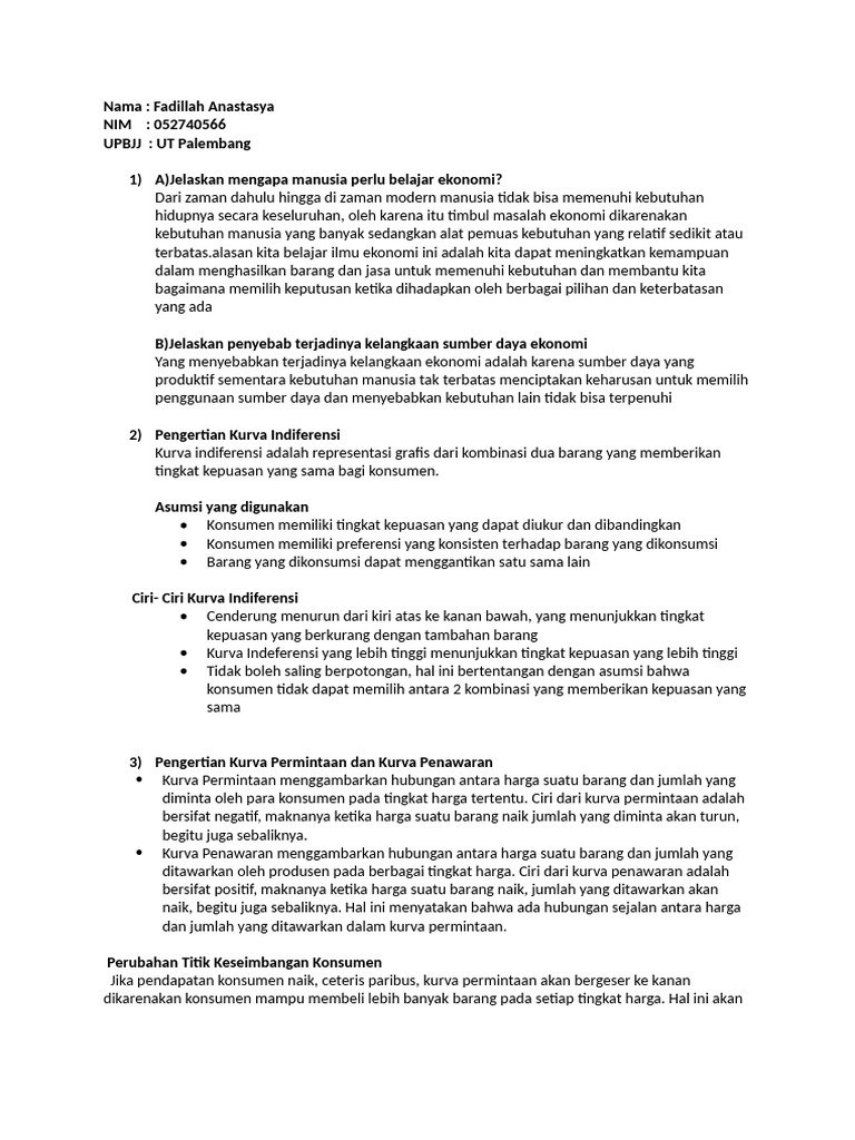 Tugas 1 Ekonomi Mikro | PDF
