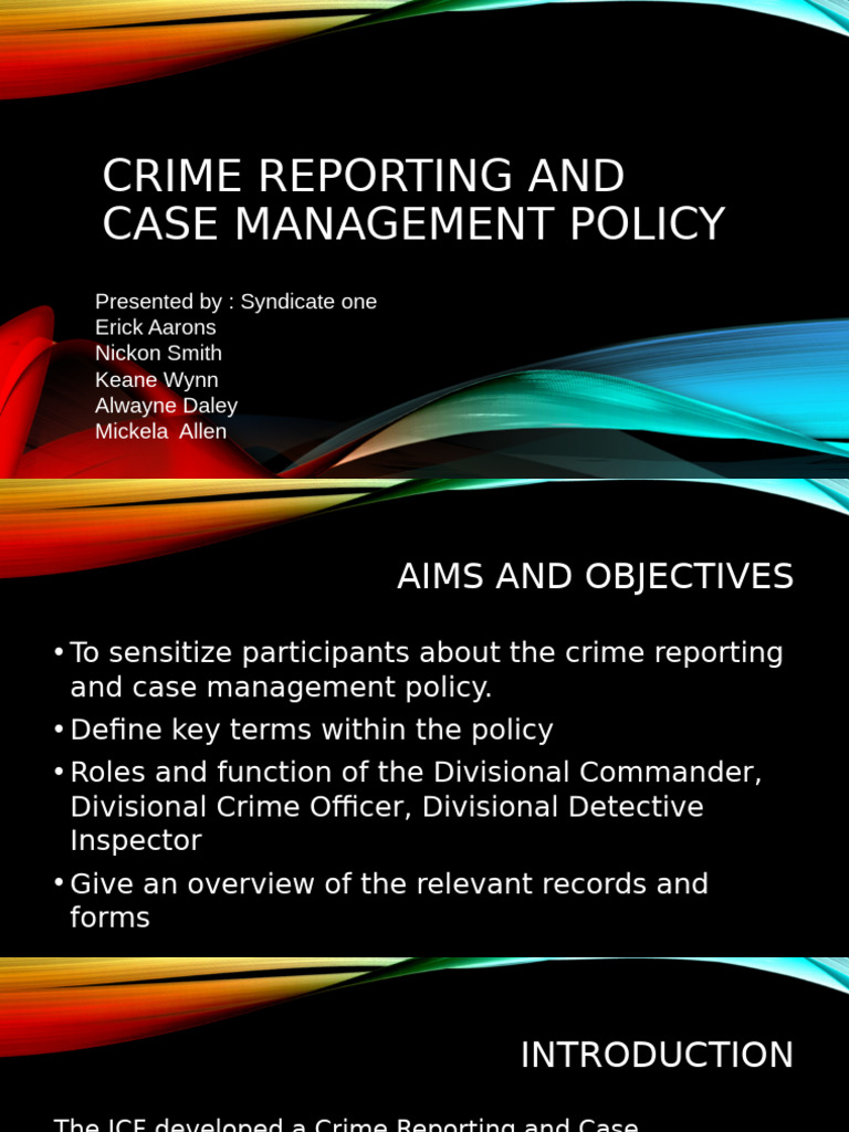 Crime Reporting & Case Management Policy | PDF | Crimes | Crime & Violence