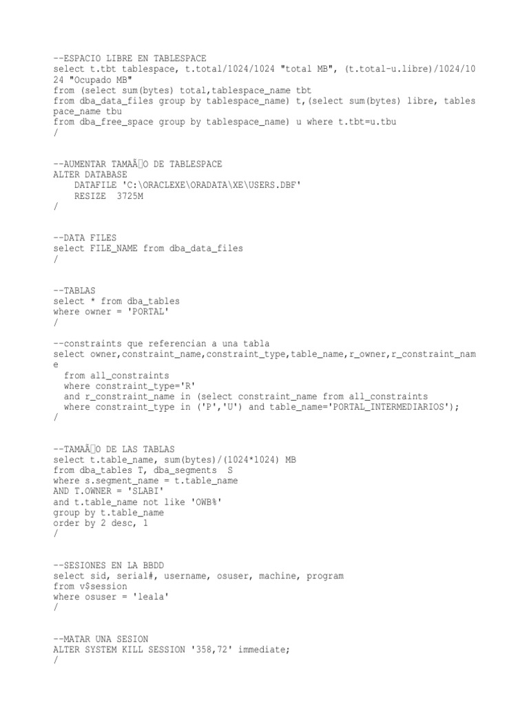 DBA Scripts | PDF | Information Technology Management | Computer Engineering