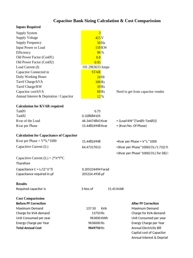 7 - Capacitor Bank Sizing | PDF | Capacitor | Capacitance