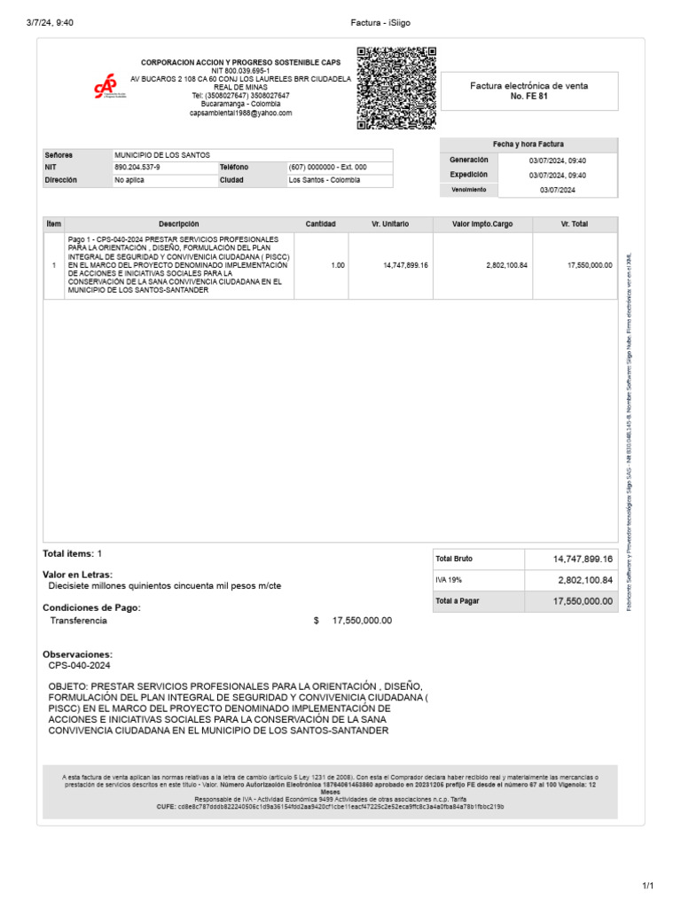 4. Factura FE 81 | PDF | Economias