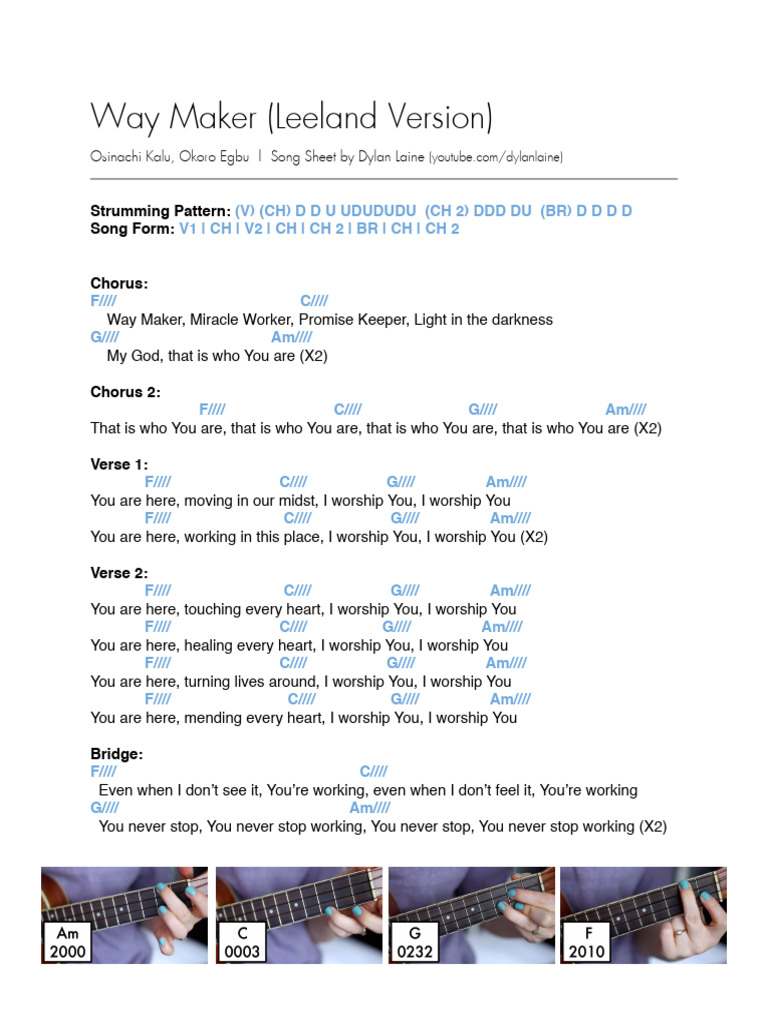 Way Maker (Leeland Version) (Ukulele) | PDF