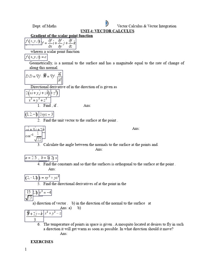 Vector Calculus: Gradient, Divergence, Curl | PDF | Divergence | Euclidean Vector