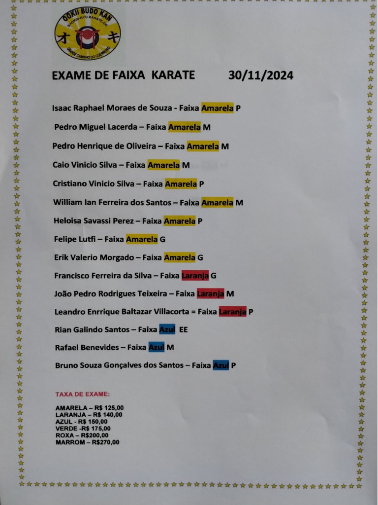 Exame Faixa Ookii | PDF