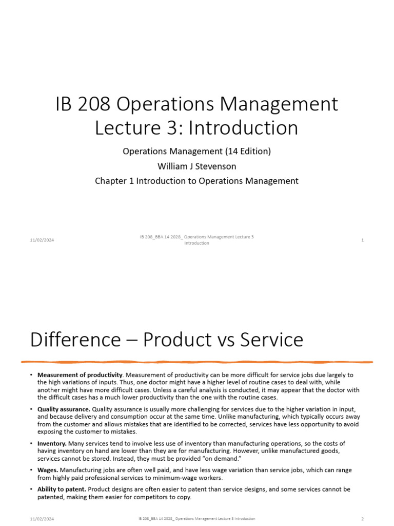 Operations Management Lecture 3 | PDF | Operations Management | Sustainability