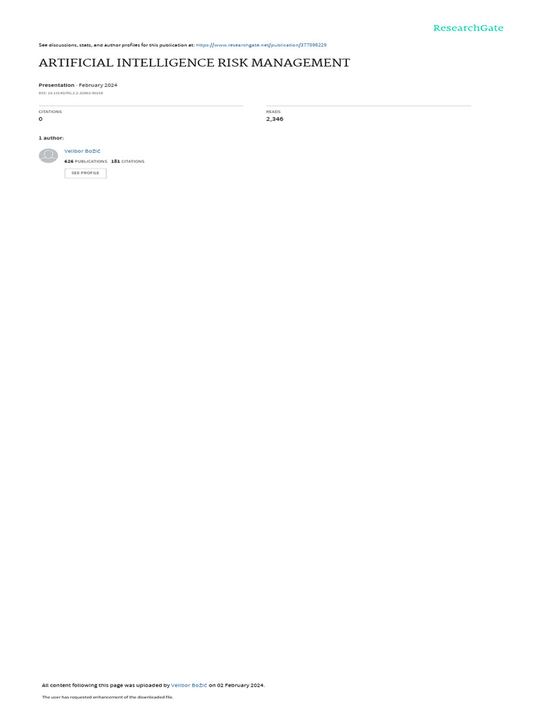 Artificial Intelligence Risk Management: February 2024 | PDF ...