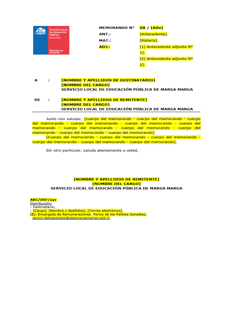 Modelo Memorando 2 | PDF