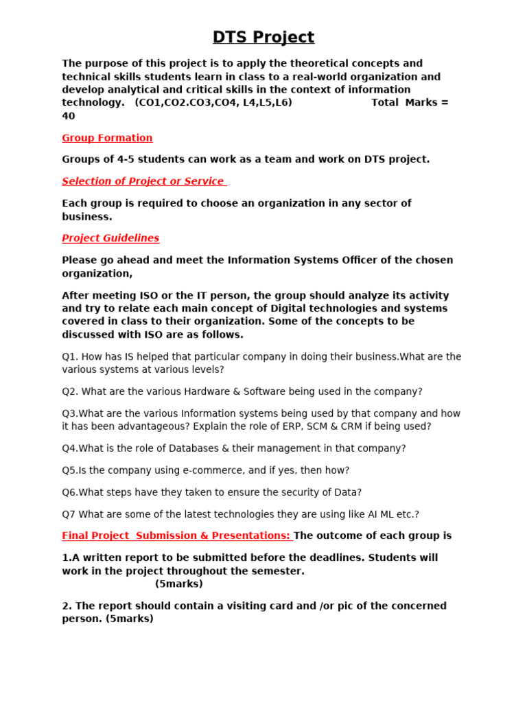 DTS Project: Group Formation | PDF