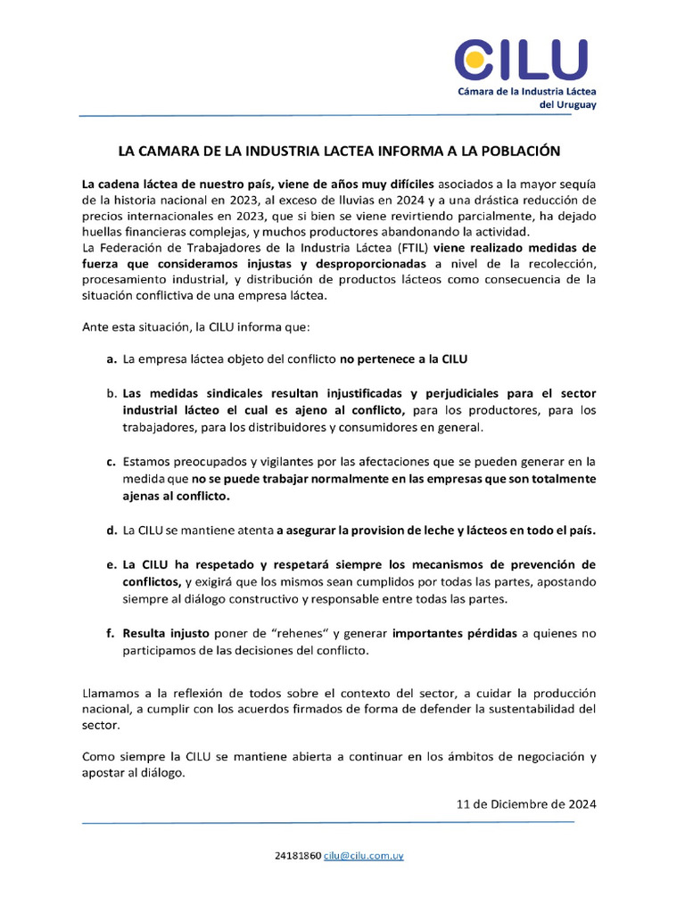 Comunicado CILU | PDF