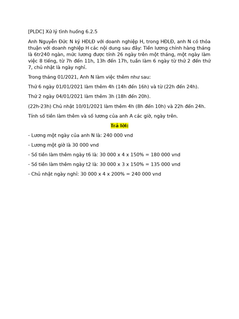 (PLDC) Xử Lý Tình Huống 6.2.5 | PDF