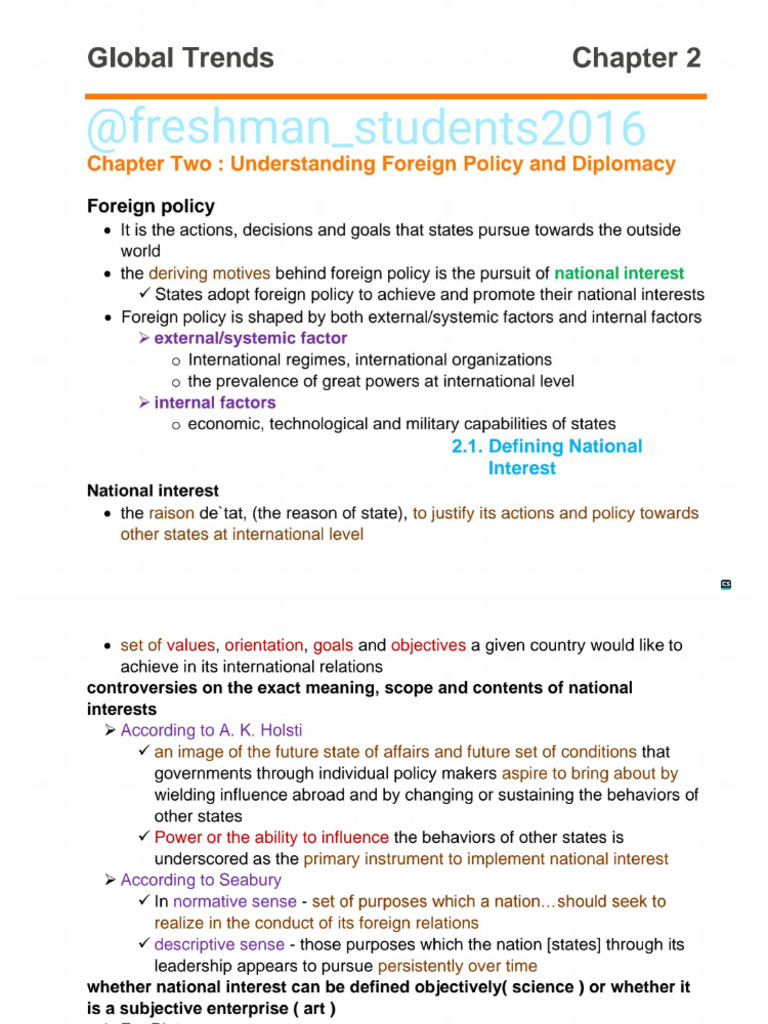 Global Trends Chapter 2 Note @freshman_students2016 | PDF