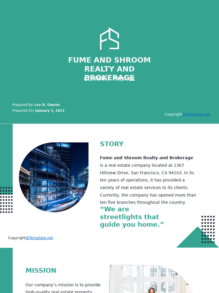 Free Creative Real Estate Profile Template | PDF | Hotel