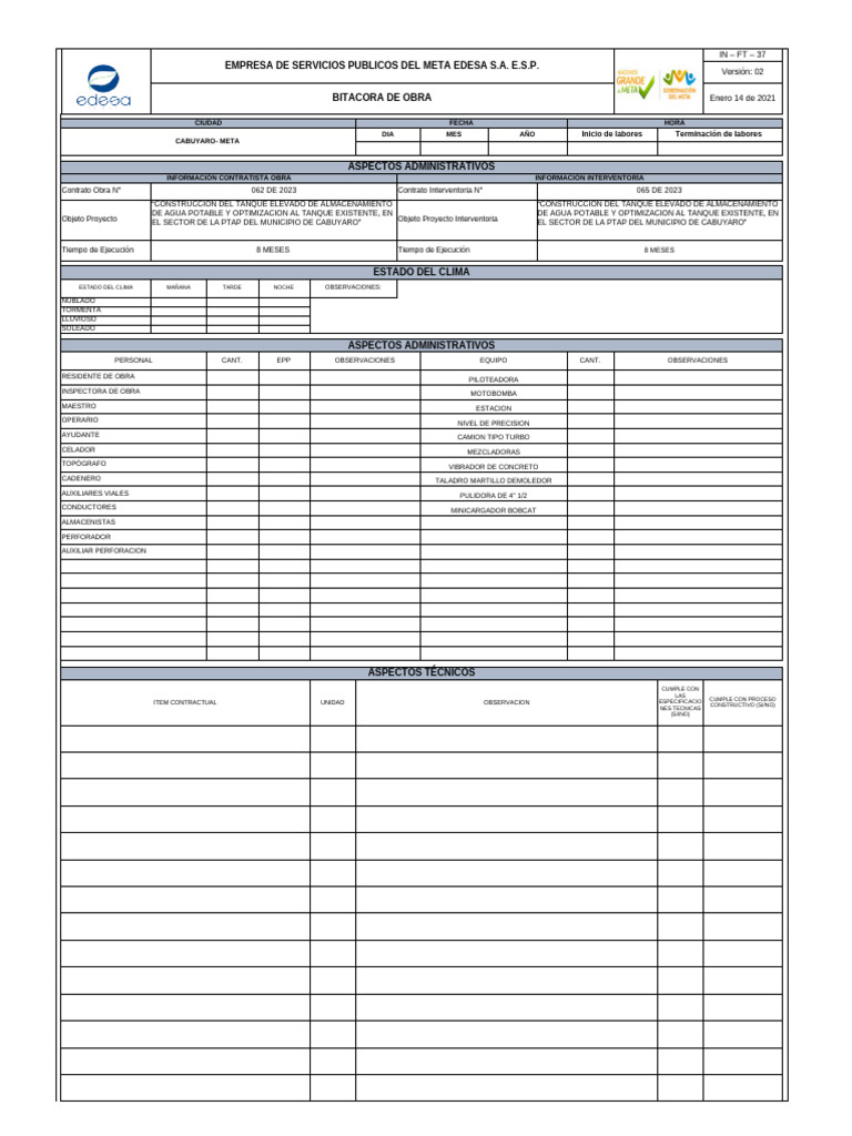 Formato Bitacora | PDF