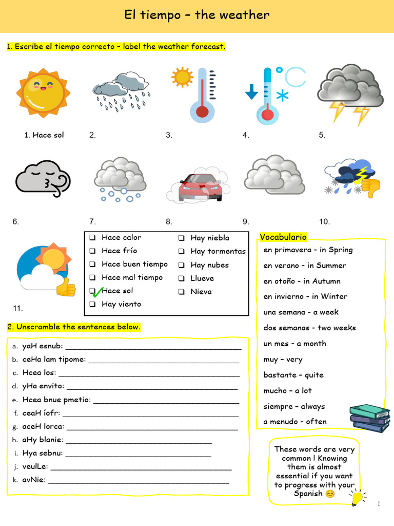 El-tiempo---Worksheet | PDF | Fenómenos de la tierra | Clima