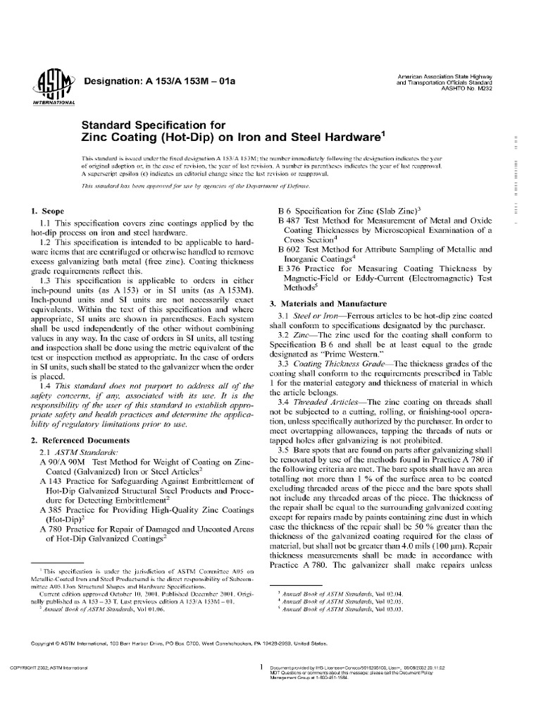 ASTM A153 | PDF