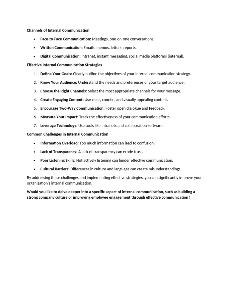 Channels of Internal Communication | PDF