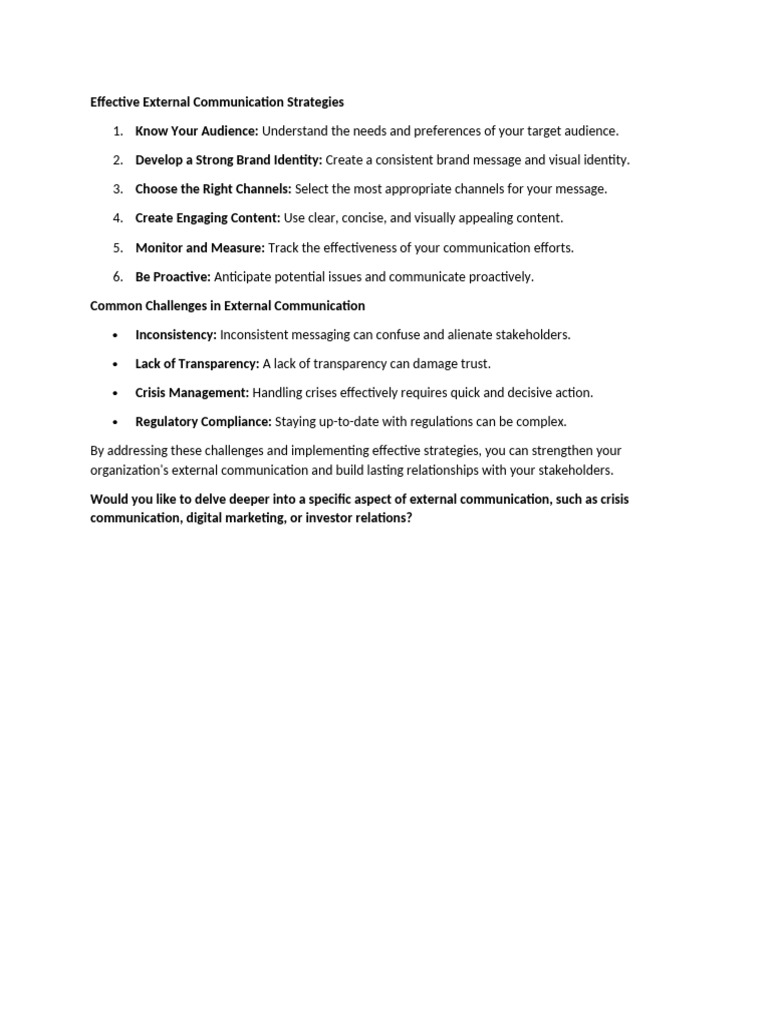 Effective External Communication Strategies | PDF