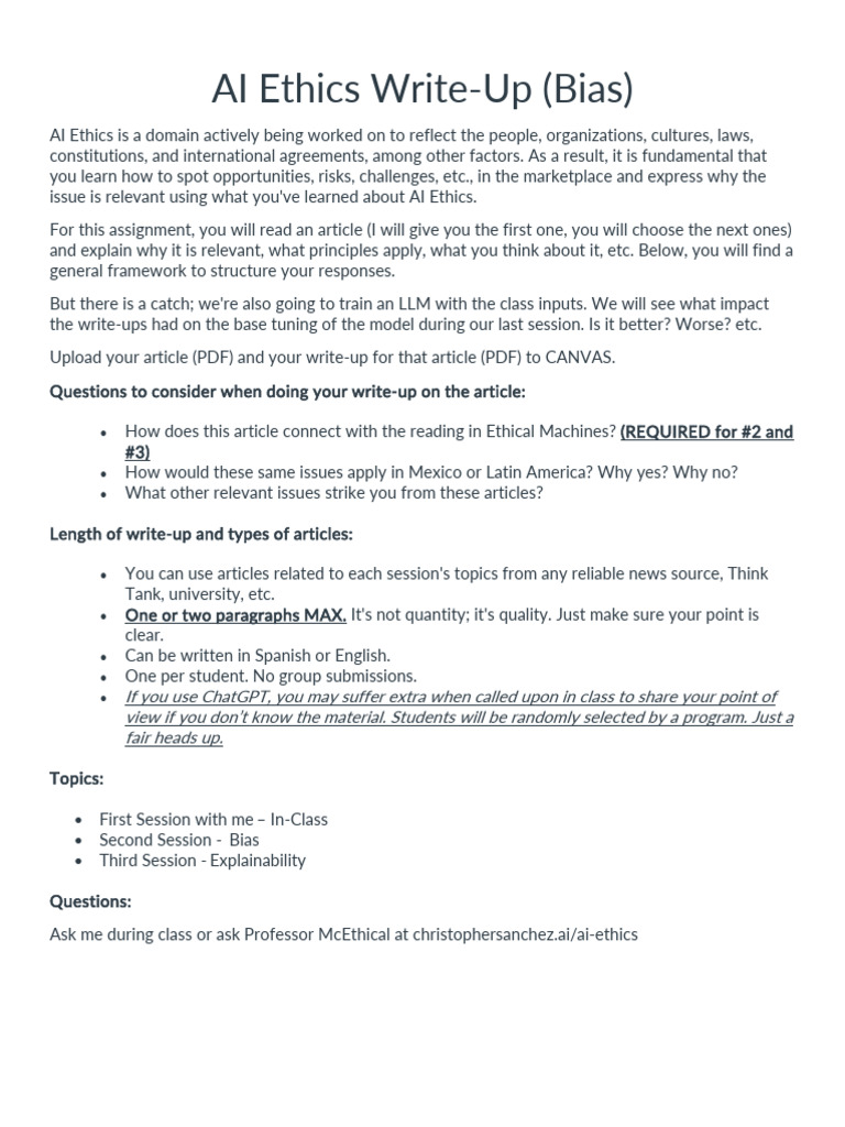 AI Ethics Write - Bias | PDF