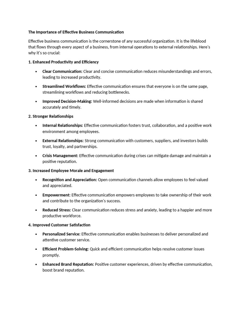 The Importance of Effective Business Communication | PDF The Importance of Effective Business Communication | PDF