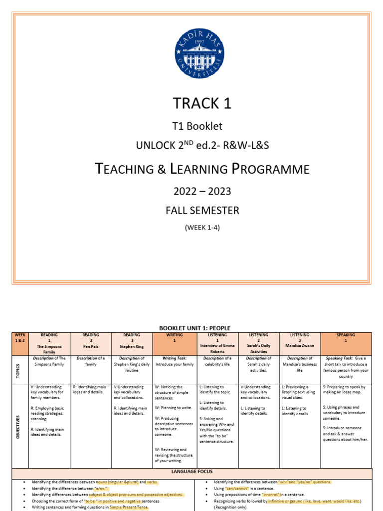 Track 1-TLP-2022-2023 Fall (Week 1-4) - 221031 - 152952 | PDF | Verb | Noun