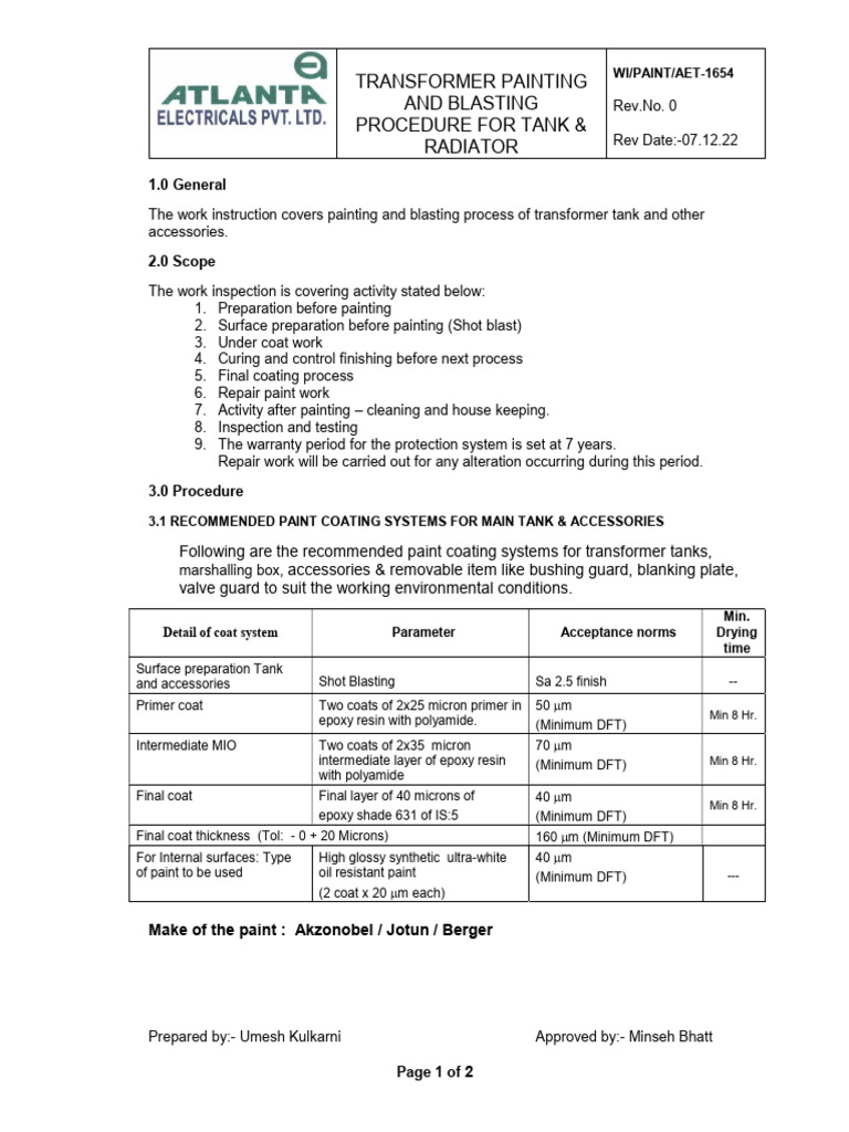 Paint Procedure - Atlanta (1) | PDF | Paint | Epoxy