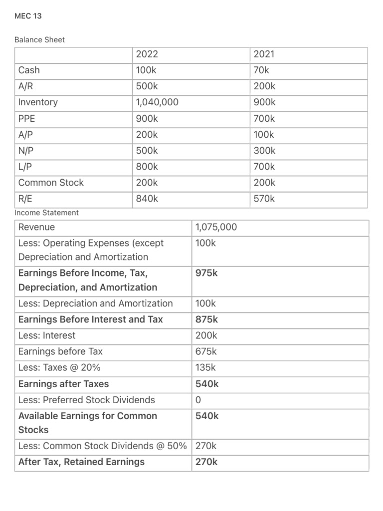 2022 MEC 13 Financial Analysis Report | PDF