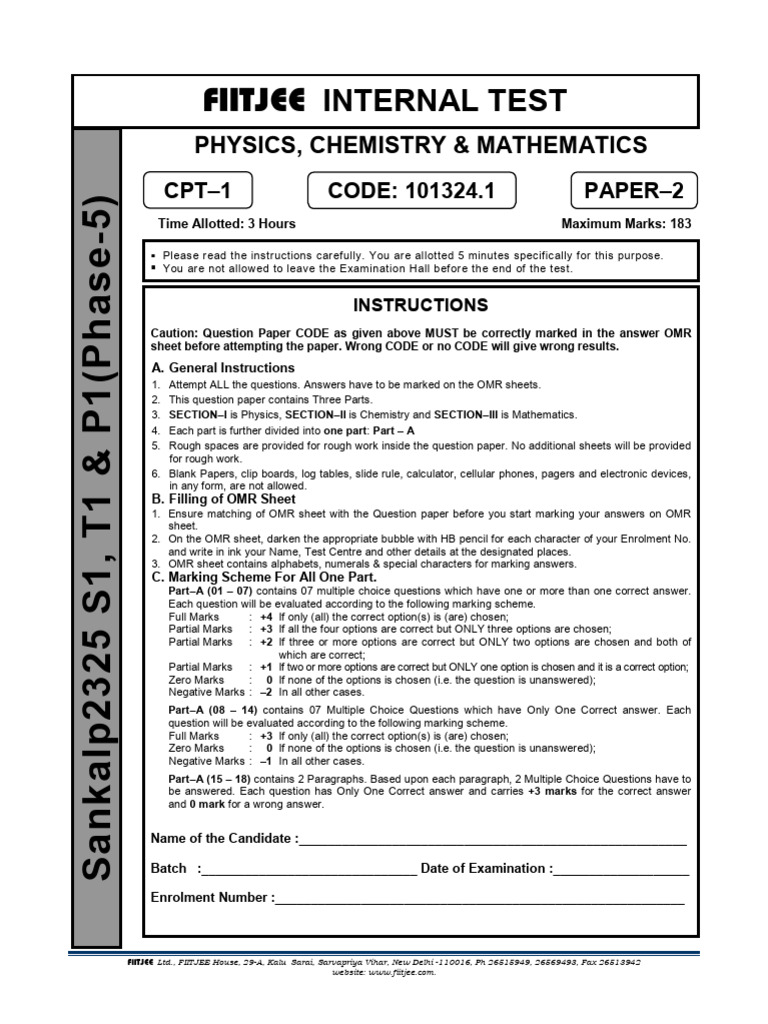 STP Phase 5 Paper 2 | PDF | Matrix (Mathematics) | Physical Chemistry