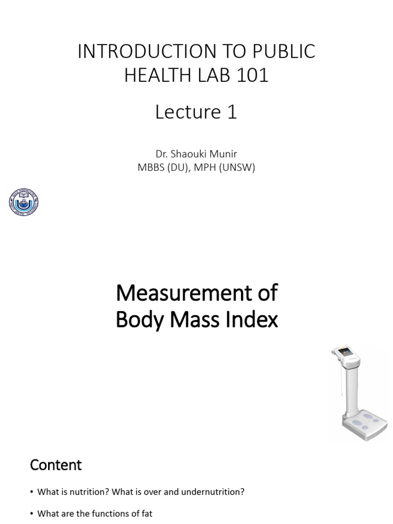 Lecture 1 - BMI | PDF | Body Mass Index | Obesity