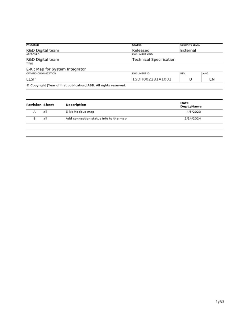 1SDH002281A1001- Ekit Modbus Map | PDF | Ac Power | String (Computer Science)