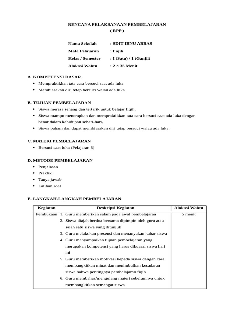 Contoh RPP Pai | PDF