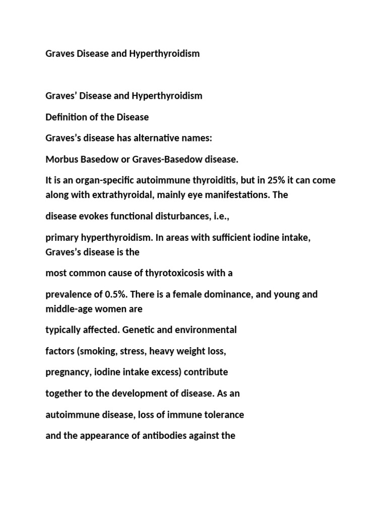 Graves' Disease and Hyperthyroidism | PDF | Hyperthyroidism | Thyroid ...