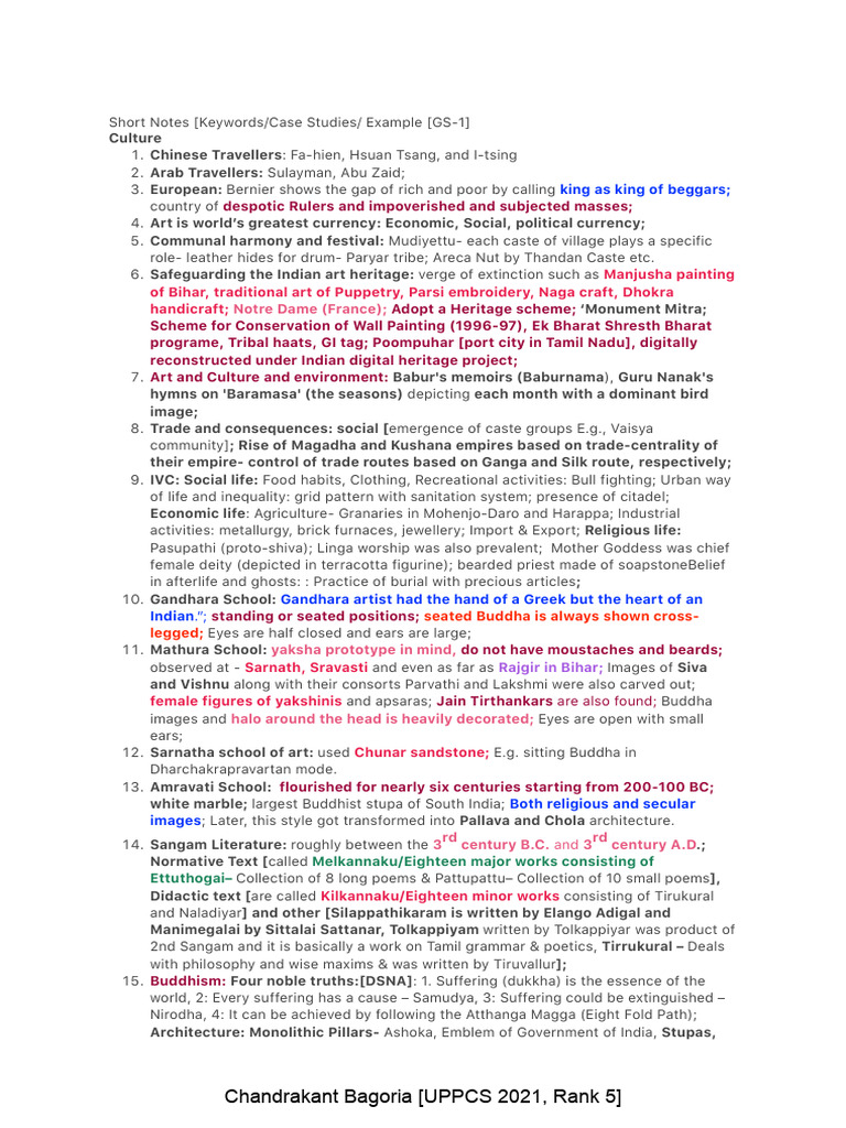 Short Notes [Keywords_Case Studies_ Example [GS-1] | PDF | Ashoka ...
