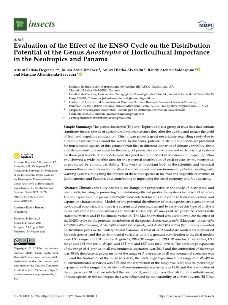Evaluation of the Effect of the ENSO Cycle on the Distribution ...